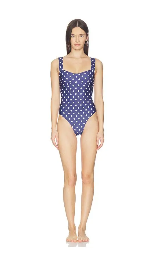 Tularosa Flirty One Piece - Navy Blue & White Dot