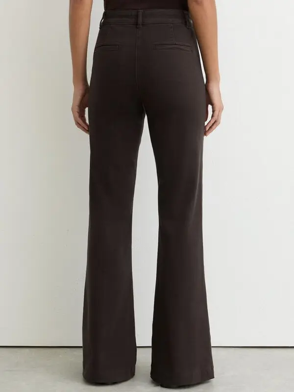 REISS Athena Flared Jeans With Button Detail - Chocolate Brown