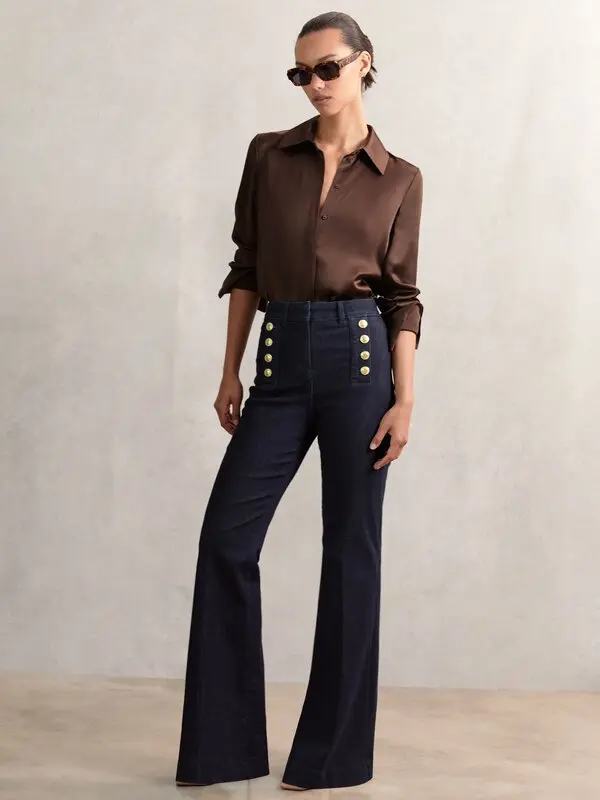 REISS Athena Flared Jeans - Dark Blue