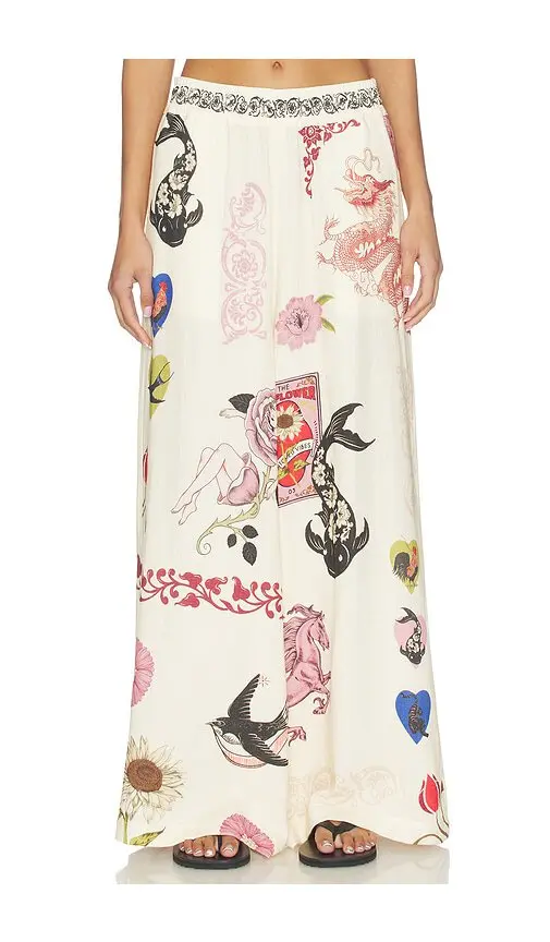 Agua Bendita Printed Wide Leg Pants - Ivory