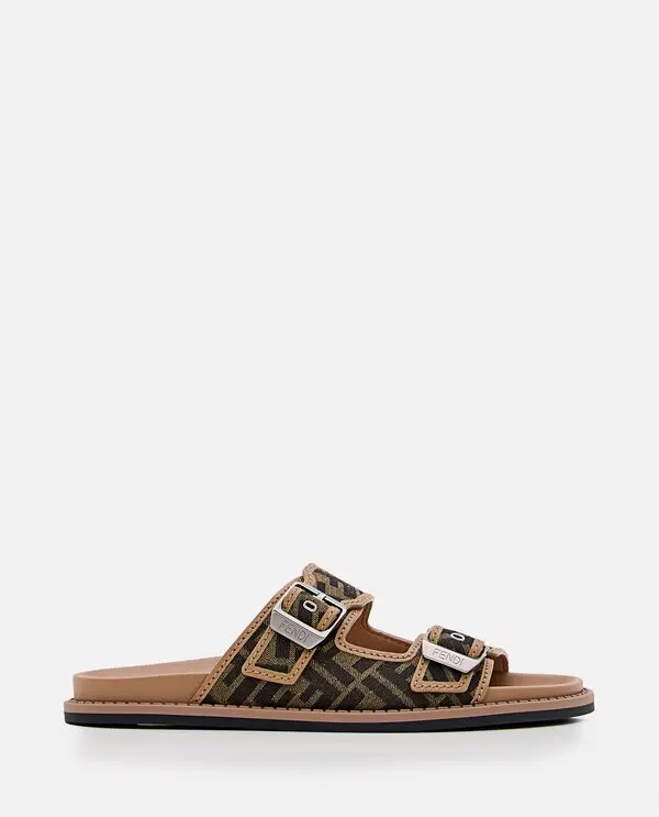 Fendi Feel Jacquard Sandals - Brown