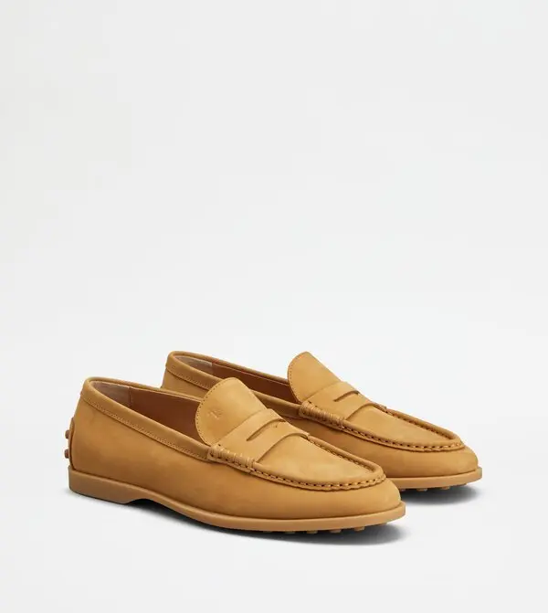 TOD'S Nubuck Loafers With Penny Bar And Rubber Outsole