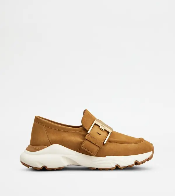 TOD'S Suede Mules With Metal Buckle And Chunky Rubber Outsole - Brown