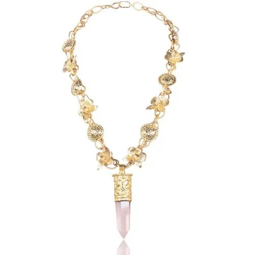 LUNAVERSOUL Sundara Rose Quartz Pendant Necklace - Gold