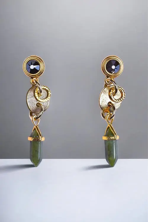 LUNAVERSOUL Serpentine Crystal Drop Earrings