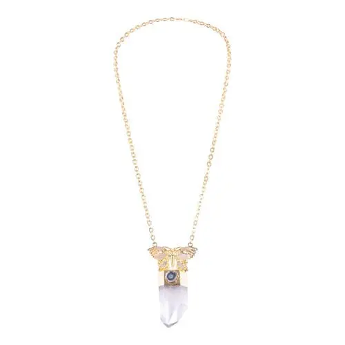 LUNAVERSOUL Monarch Quartz Pendant Necklace - Gold
