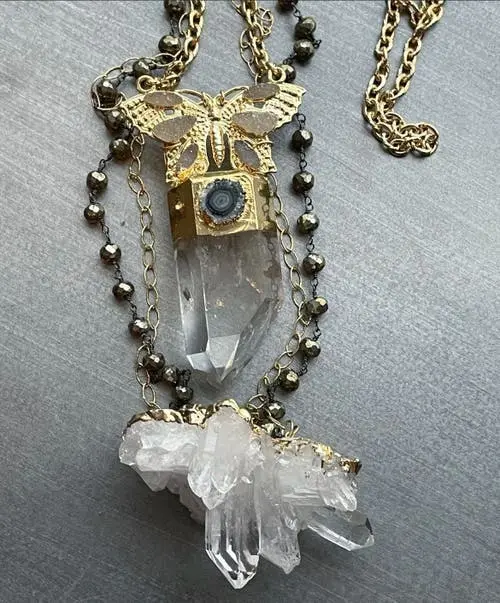 LUNAVERSOUL Monarch Quartz Pendant Necklace