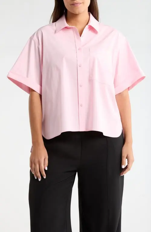 Lyssé Corinna Oversize Crop Button-up Shirt - Rose