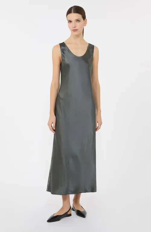 MM BY MAX MARA Talete Metallic Satin Slipdress