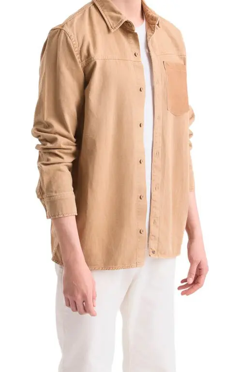 VELEZ Duna Long-sleeve Cotton Overshirt With Leather Pocket