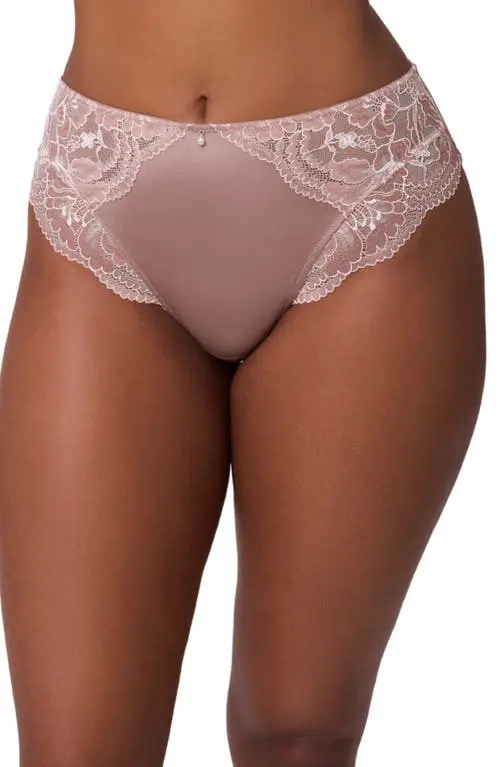 MONTELLE INTIMATES Floral Lace & Microfiber Briefs - Moonshell/chantilly