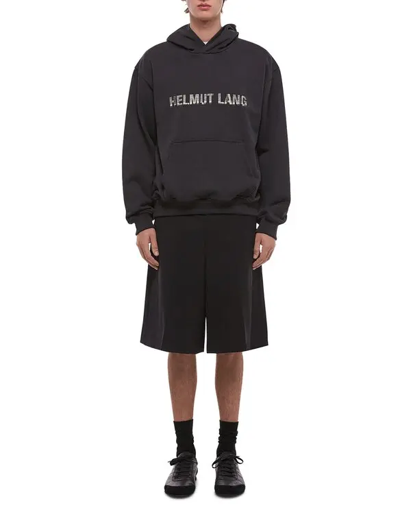 Helmut Lang Plaid Check Logo Hoodie - Vintage Black