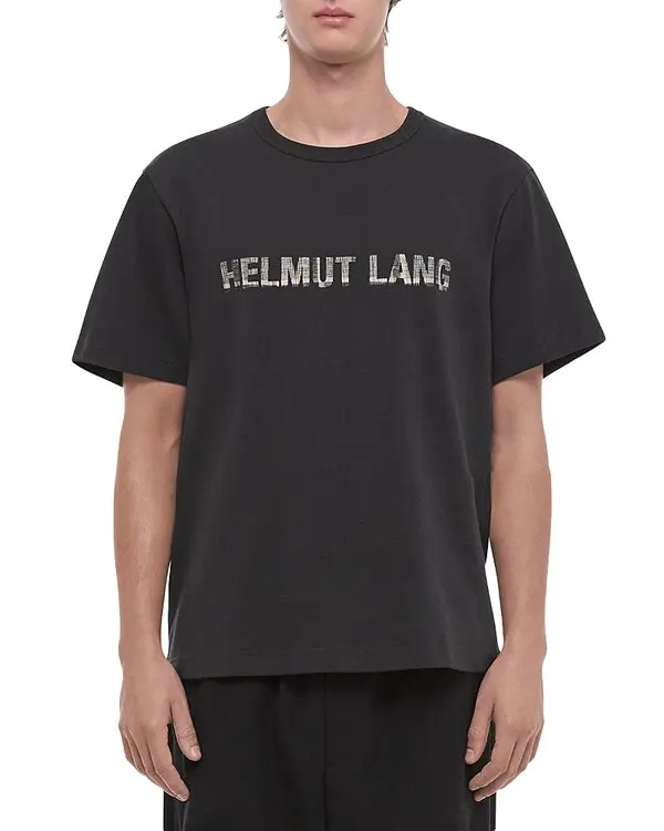 Helmut Lang Plaid Check Logo T-shirt - Vintage Black