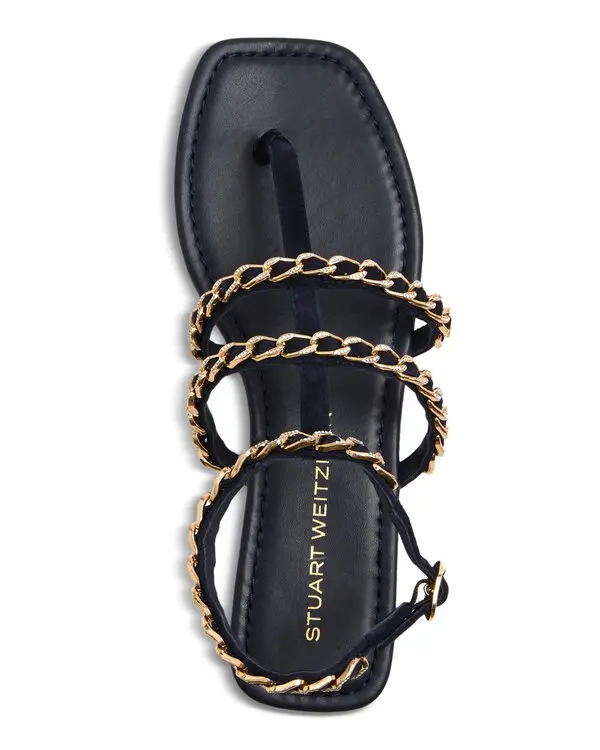 STUART WEITZMAN Soluxe Crystal-embellished Chain Sandals - Nice Blue