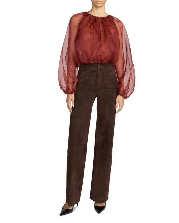 FRAME The Sheer Silk Balloon Blouse - Paprika
