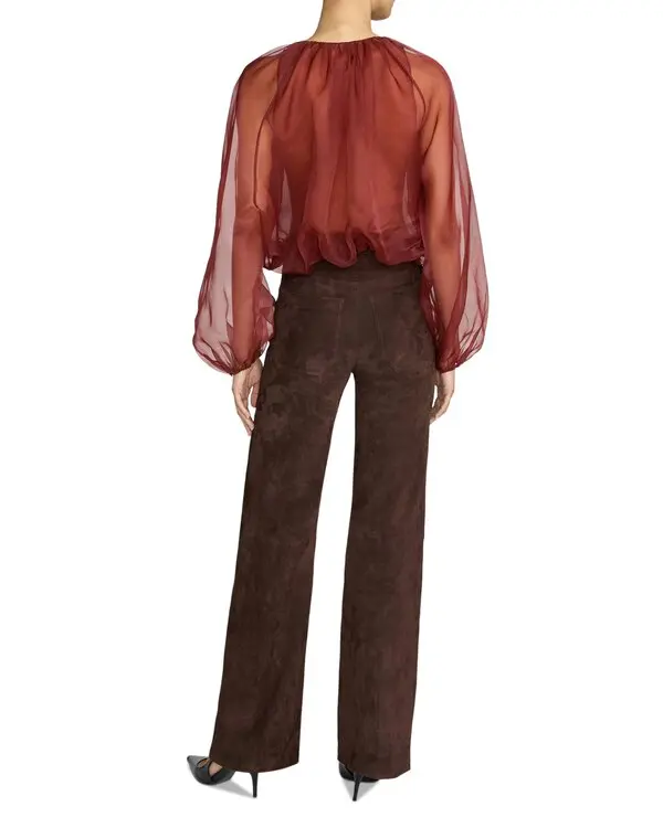 FRAME The Sheer Silk Balloon Blouse - Paprika