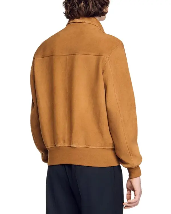 Sandro Thomas Suede Leather Jacket - Cognac
