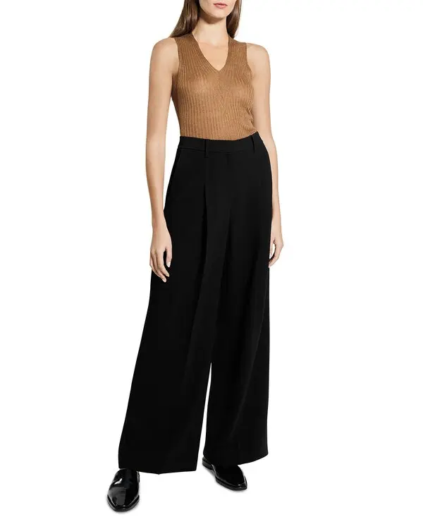 Theory Wide Leg Pleated Trousers