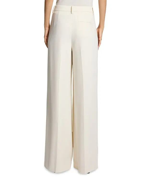Theory Wide Leg Pleated Trousers - Rice