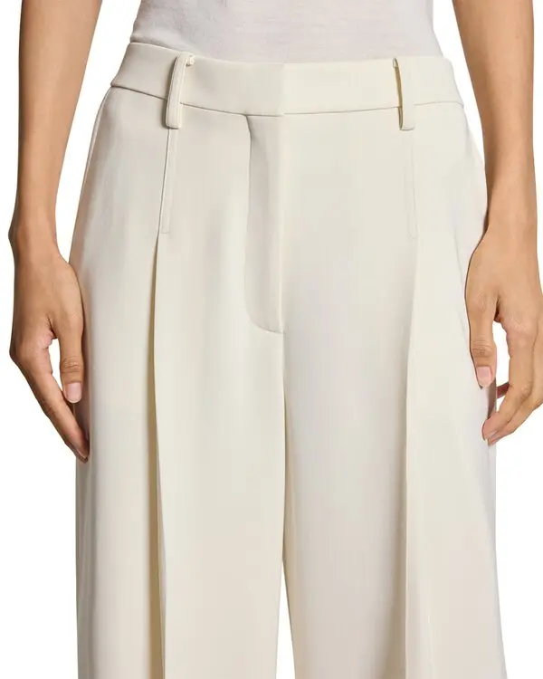 Theory Wide Leg Pleated Trousers - Rice