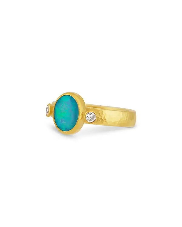Gurhan 24k Yellow Gold Opal And Diamond Cocktail Ring - White/gold