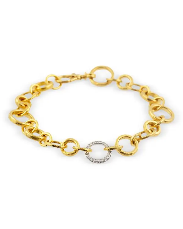 Gurhan 24k Yellow & 18k White Diamond Hoopla Chain Link Bracelet - Gold