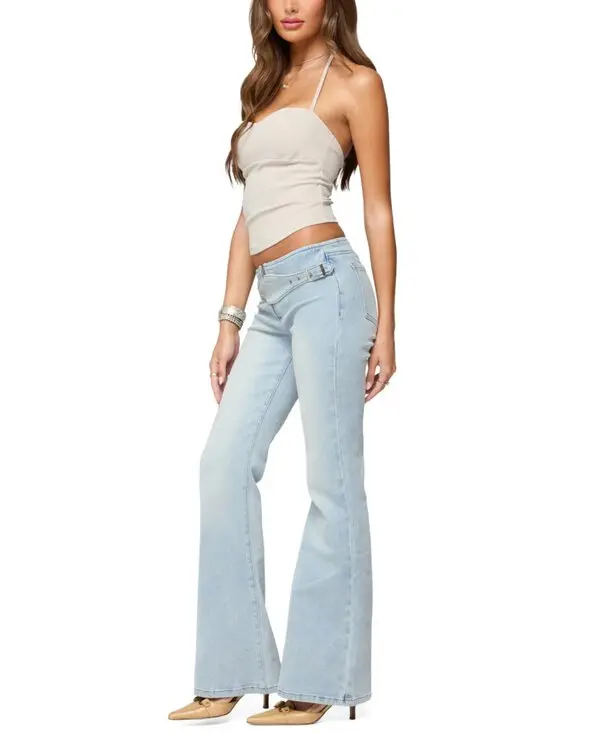 EDIKTED Kenza Belted Flared Jeans