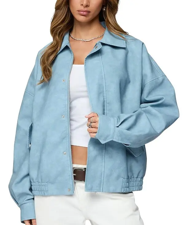 EDIKTED Oversized Washed Jacket - Light-blue-washed