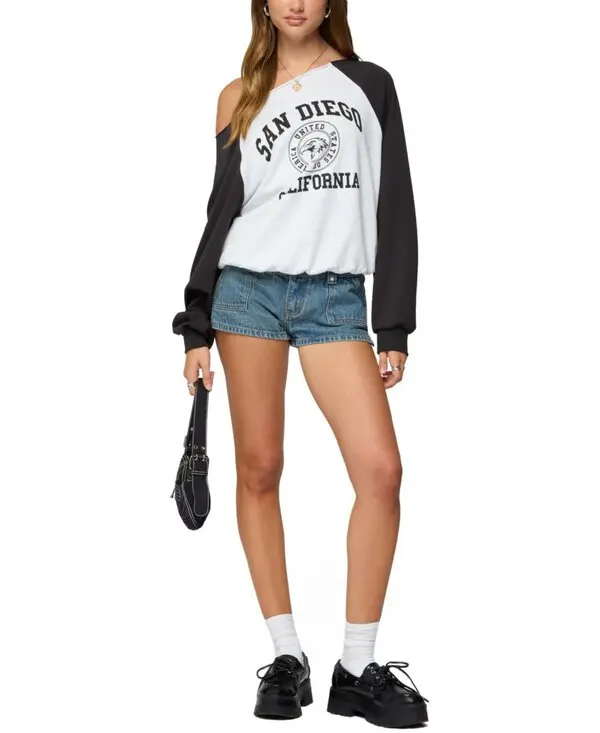 EDIKTED Off-shoulder Raglan Sweatshirt