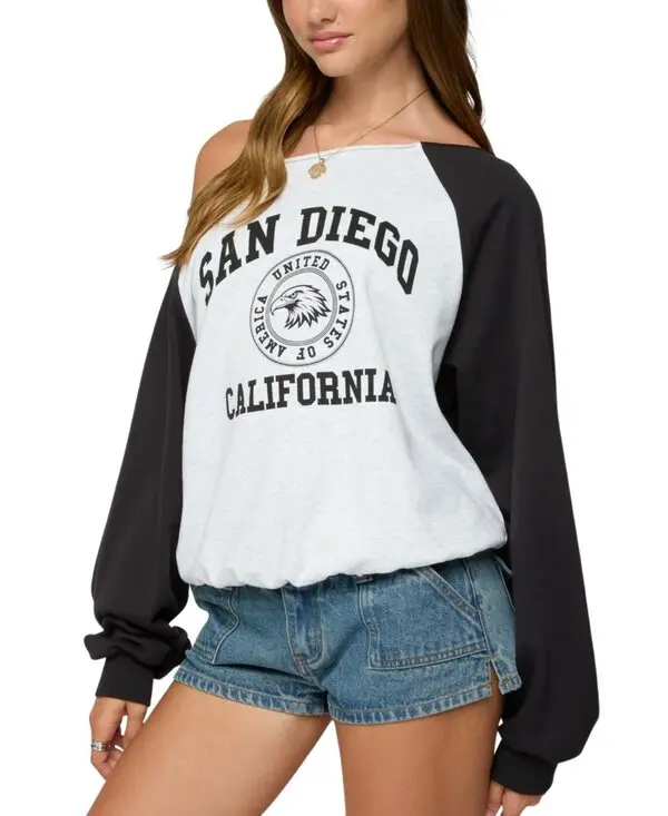 EDIKTED Off-shoulder Raglan Sweatshirt