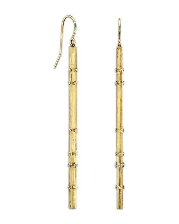 SYDNEY EVAN 14k Yellow Diamond Fluted Bar Drop Earrings - Gold