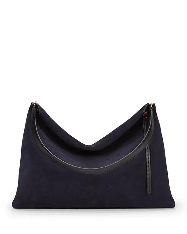 WANDLER Penelope Palissander Suede Tote - Navy Blue