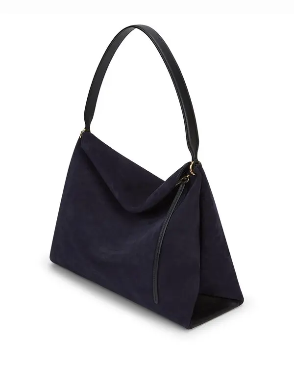WANDLER Penelope Palissander Suede Tote - Navy Blue