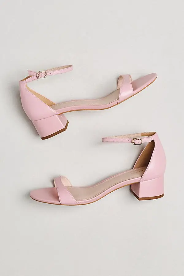 Maeve Ankle-strap Low Block Heels - Baby Pink