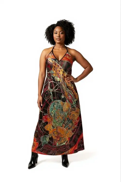 LUNAVERSOUL Orire Afrofuturism Halter Dress