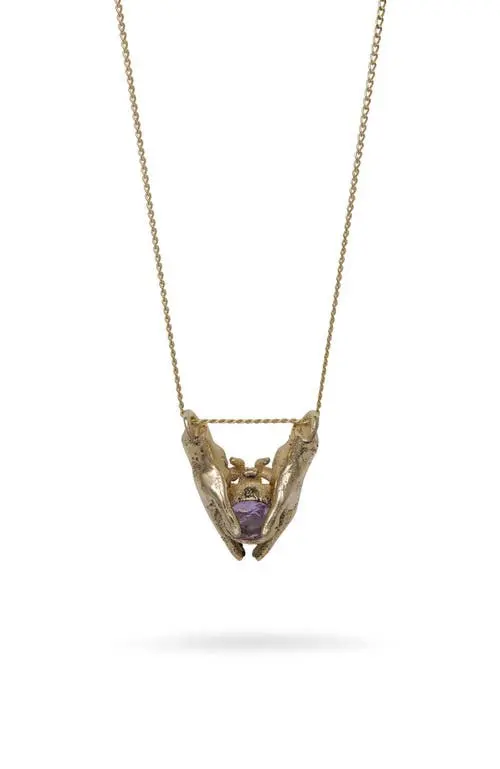 EX-A STUDIO Pink Sapphire Pendant Necklace - 9ct Gold
