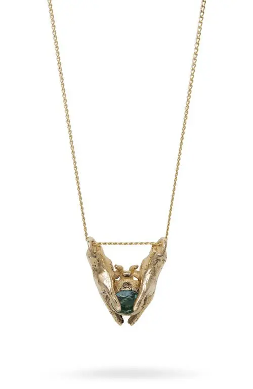 EX-A STUDIO Green Tourmaline Pendant Necklace - 9ct Gold