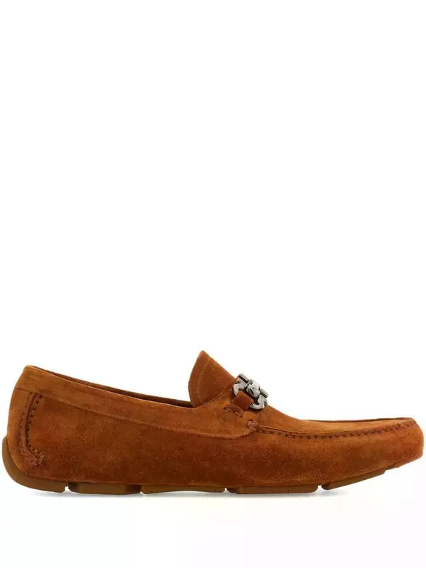 FERRAGAMO Gancini Buckle Suede Loafers