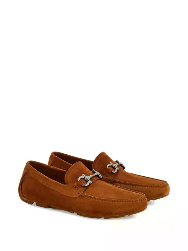FERRAGAMO Gancini Buckle Suede Loafers