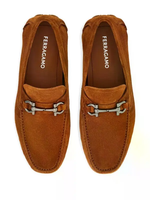 FERRAGAMO Gancini Buckle Suede Loafers