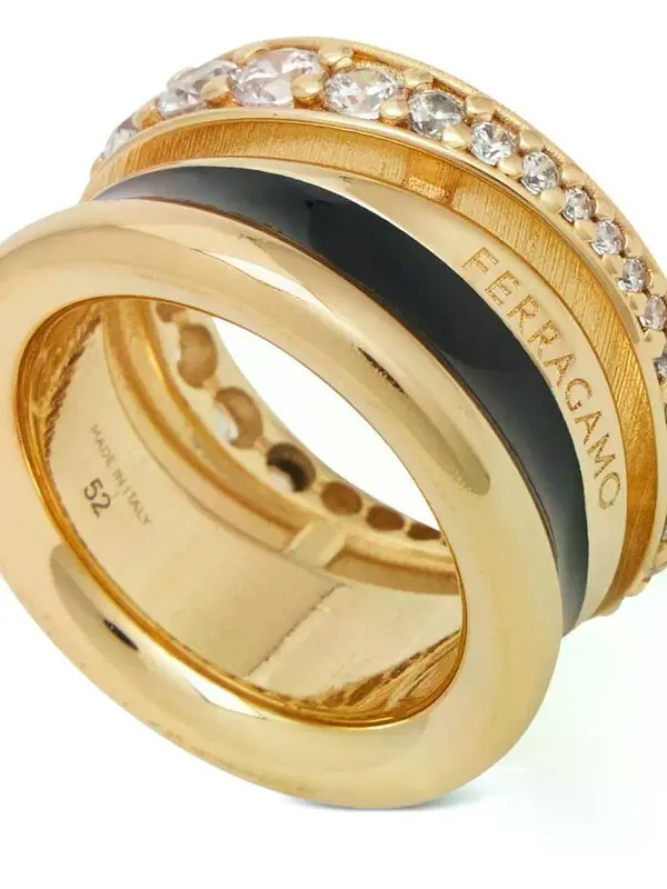 FERRAGAMO Crystal Enamel Band Ring
