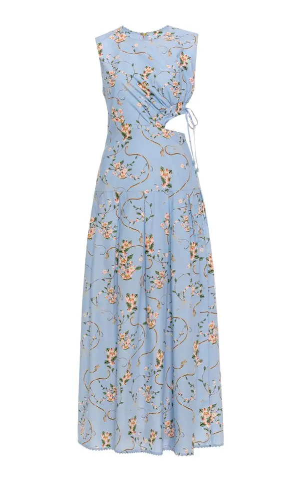 Agua Bendita Otoño Navegante Cotton Midi Dress - Blue