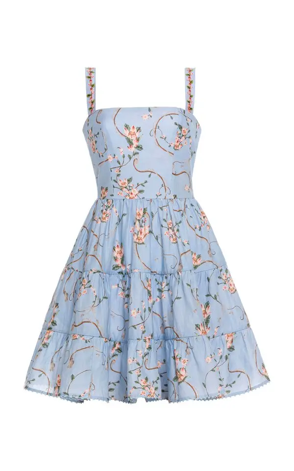 Agua Bendita Lima Navegante Linen Mini Dress - Blue