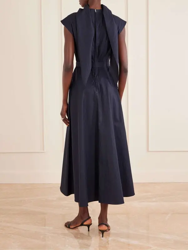 Adam Lippes Akane Belted Tie-detailed Cotton-poplin Maxi Dress