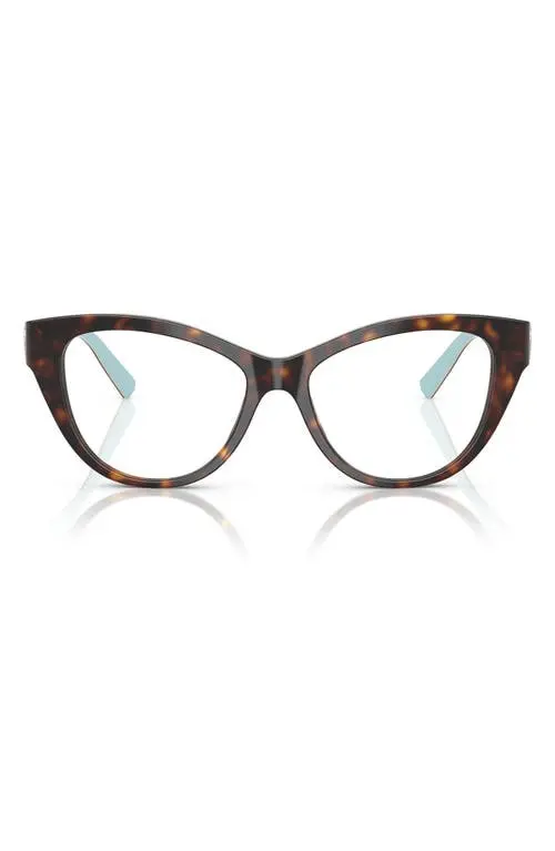 Tiffany & Co. 53mm Cat Eye Optical Glasses - Havana/demo Lens