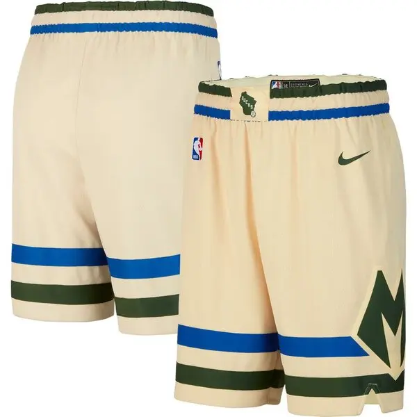 Nike Milwaukee Bucks 2025/26 City Edition Remix Dri-fit Swingman Shorts - Cream