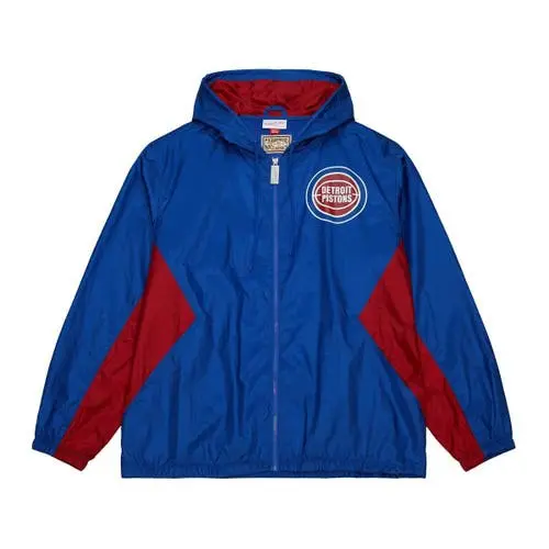 Mitchell & Ness Detroit Pistons Playmaker Full-zip Hooded Windbreaker Jacket
