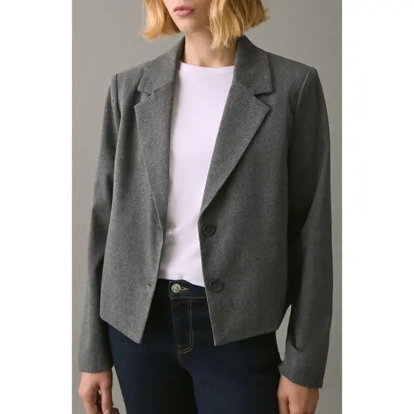 Mango Short Blazer - Grey