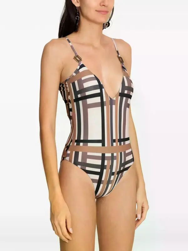 AMIR SLAMA Check-pattern One-piece Swimsuit