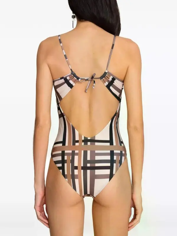AMIR SLAMA Check-pattern One-piece Swimsuit